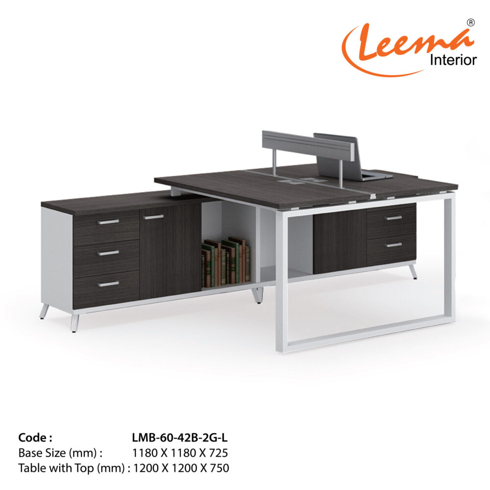 Leema Modern Metal Base Workstation | Code : LMB-60-42B-2G-L - Leema